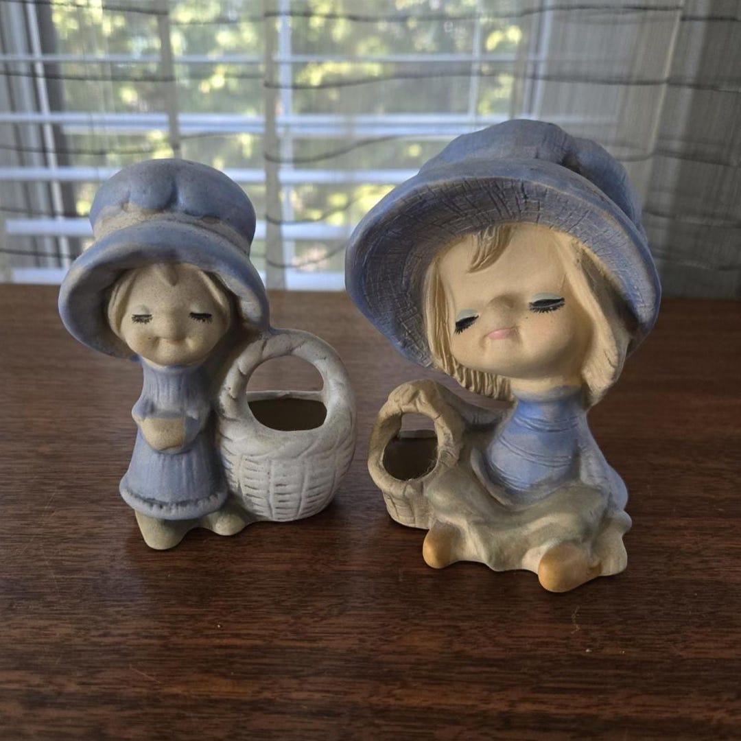 UCTCI Poppet Trixie Figurines Set of 2, Vintage Japan Matte Bisque ...