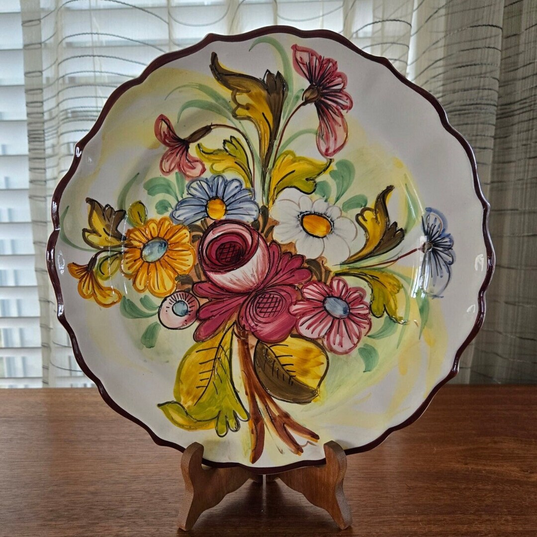 Castelli Italian Sgrafitto Floral Plate Signed 10.75" Made in Italy ...