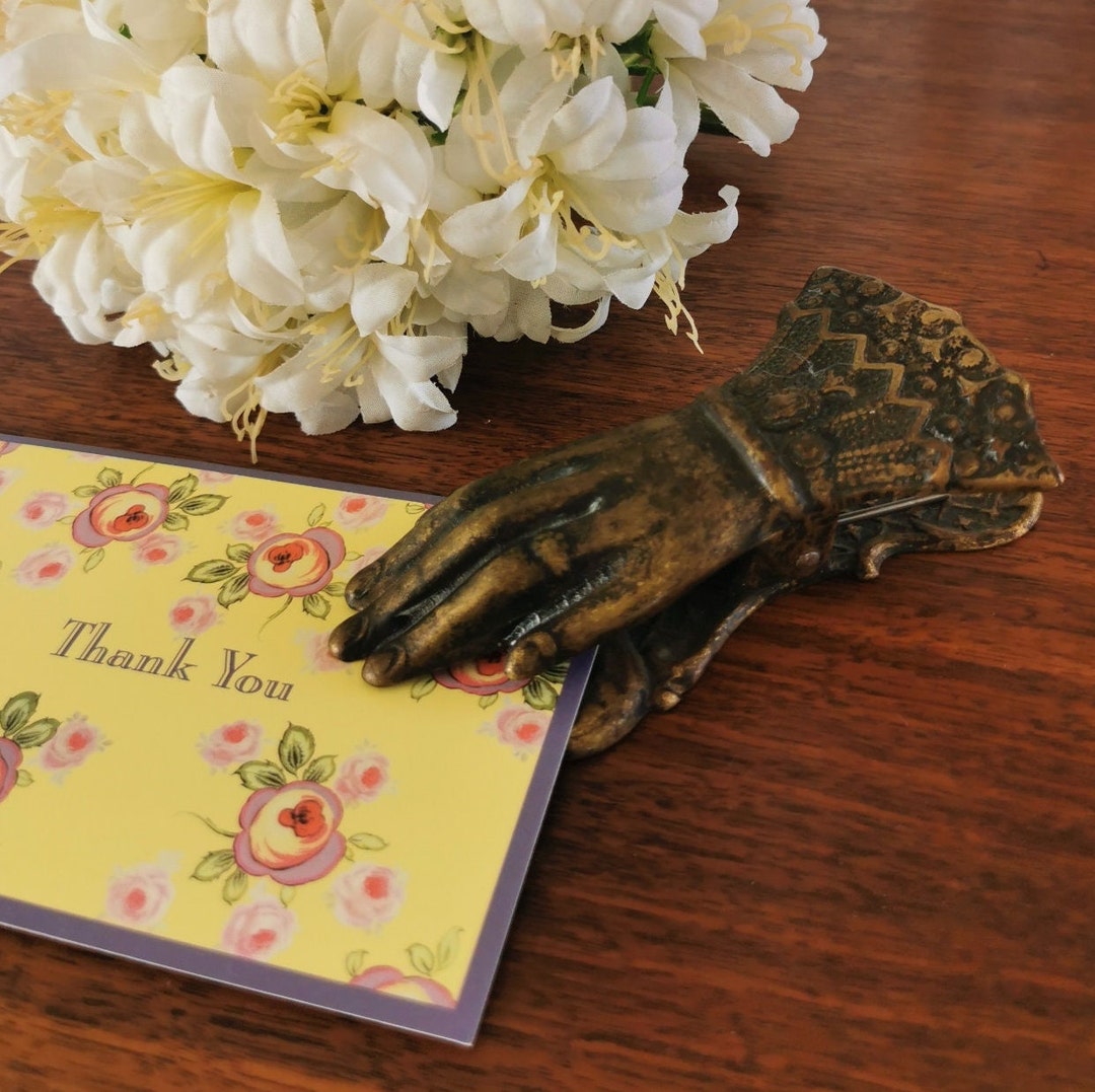 Italian Brass Hand Memo Holder, Vintage Bronze Finish Calling Card ...