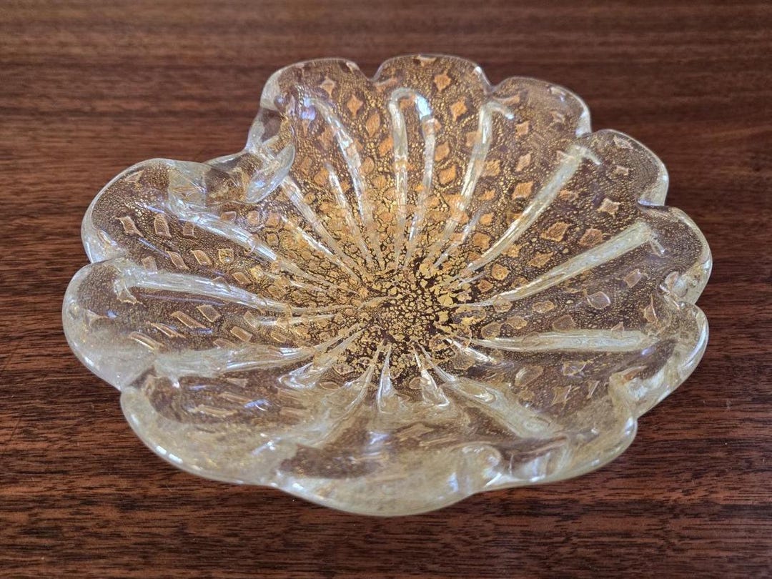 Vintage Murano Barovier Toso Gold Diamond Bullicante Art Glass ...