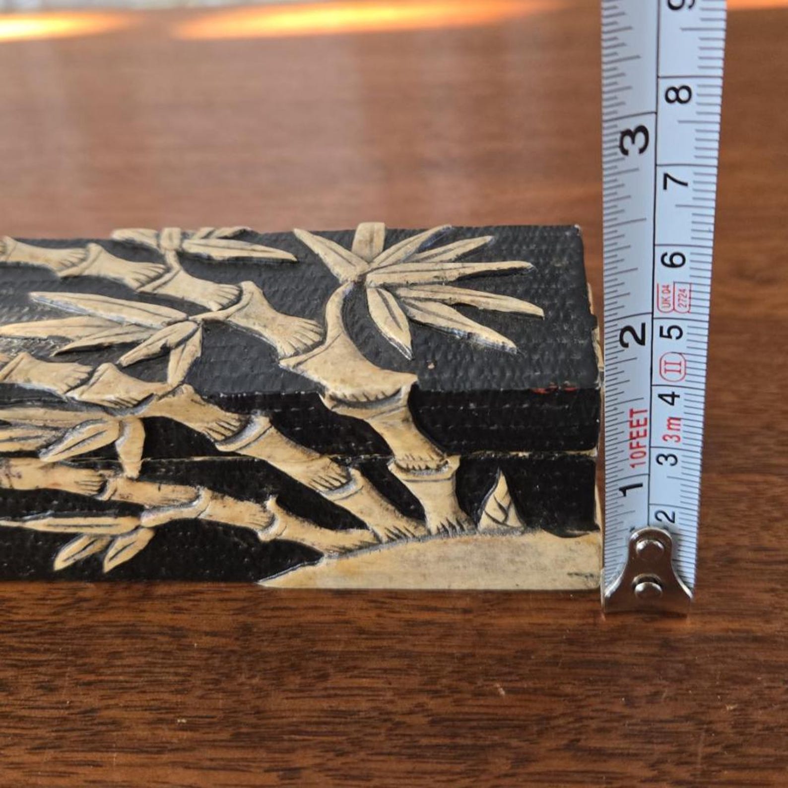 Asian Carved Stone Trinket Box, Vintage Marble Etched Bamboo Stalks ...