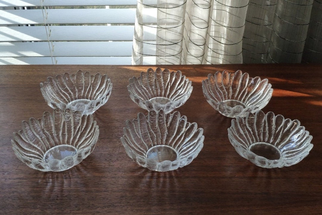 Pukeberg Art Glass Bowls Set of 6 Sweden Textured Ice Icicle ...