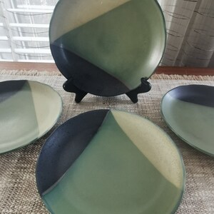 Sango Triangles Plates Set of 4, Geometric Green Vintage Stoneware ...