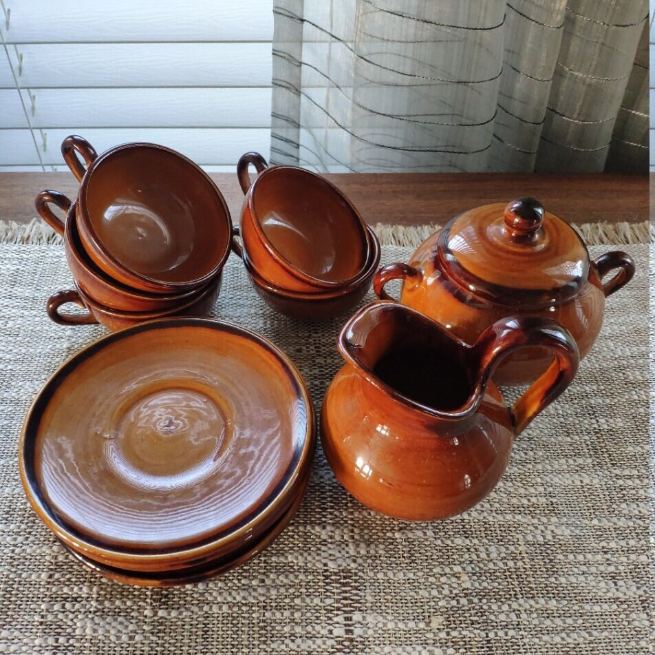 St Clement Tea Set of 12 Made in France Faience Art Pottery - Etsy