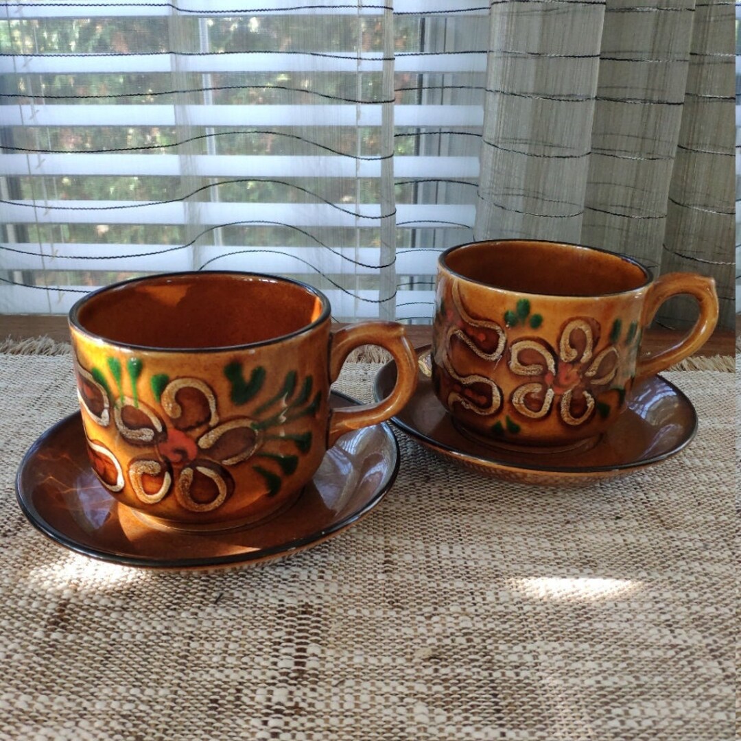 Zell Am Harmersbach Teacups Set of 2 Toscana Hand Painted Pottery ...