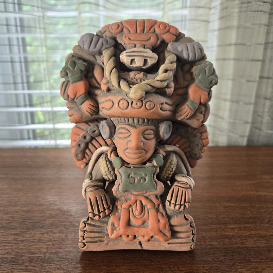 Maya Hun Hunahpu Maize God Terracotta Clay Sculpture Vintage Mayan ...