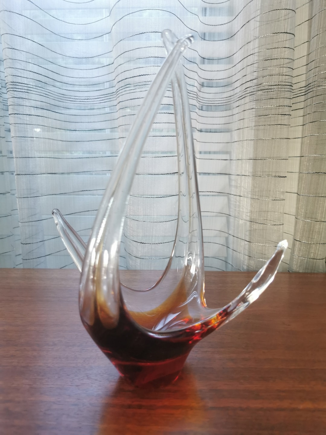 Splash EDAG Art Glass Centerpiece Hand Blown Cased Amber Vintage Long ...