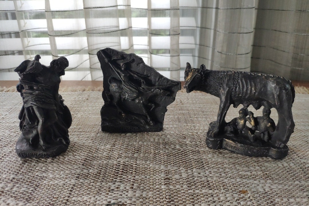 Composite Stone Mythology Legendary Warriors Set of 3 Figurines Statues ...