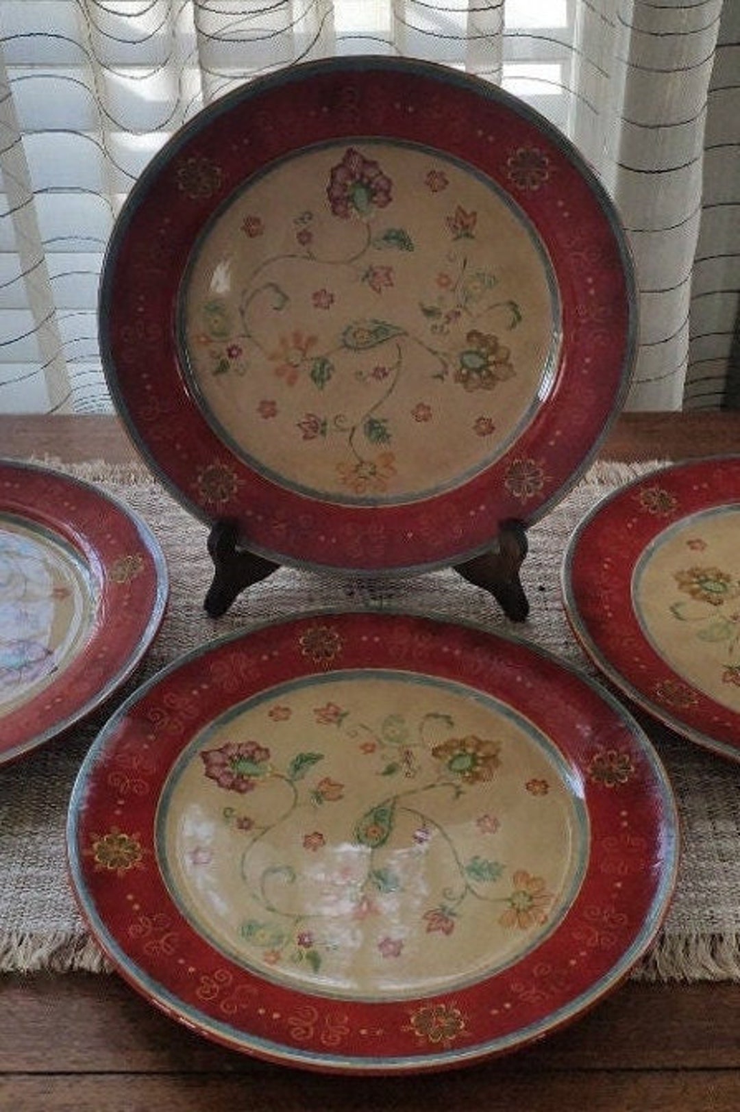 Gypsy Red American Atelier Plates Set of 2 Vintage Dinner Plates 10.75 ...