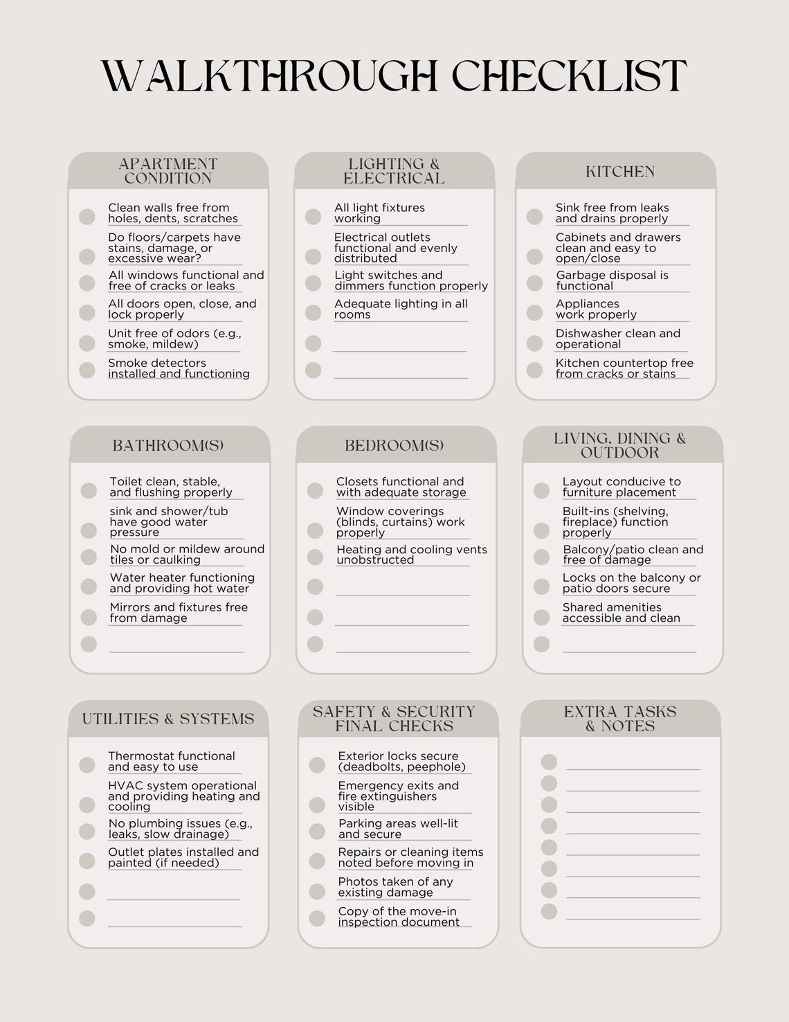 Ultimate Apartment Walkthrough Checklist | Printable Rental Inspection ...