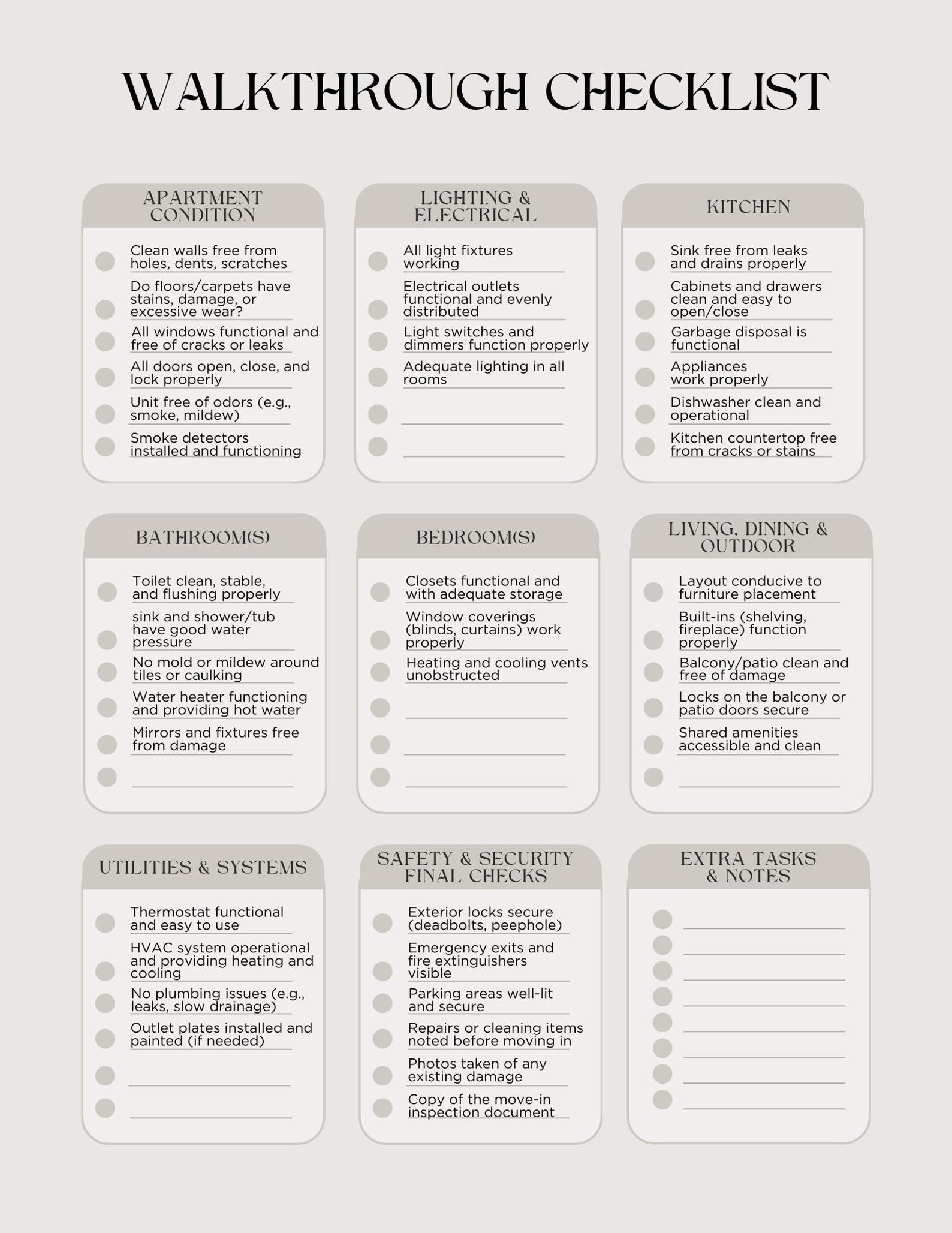 Ultimate Apartment Walkthrough Checklist | Printable Rental Inspection ...