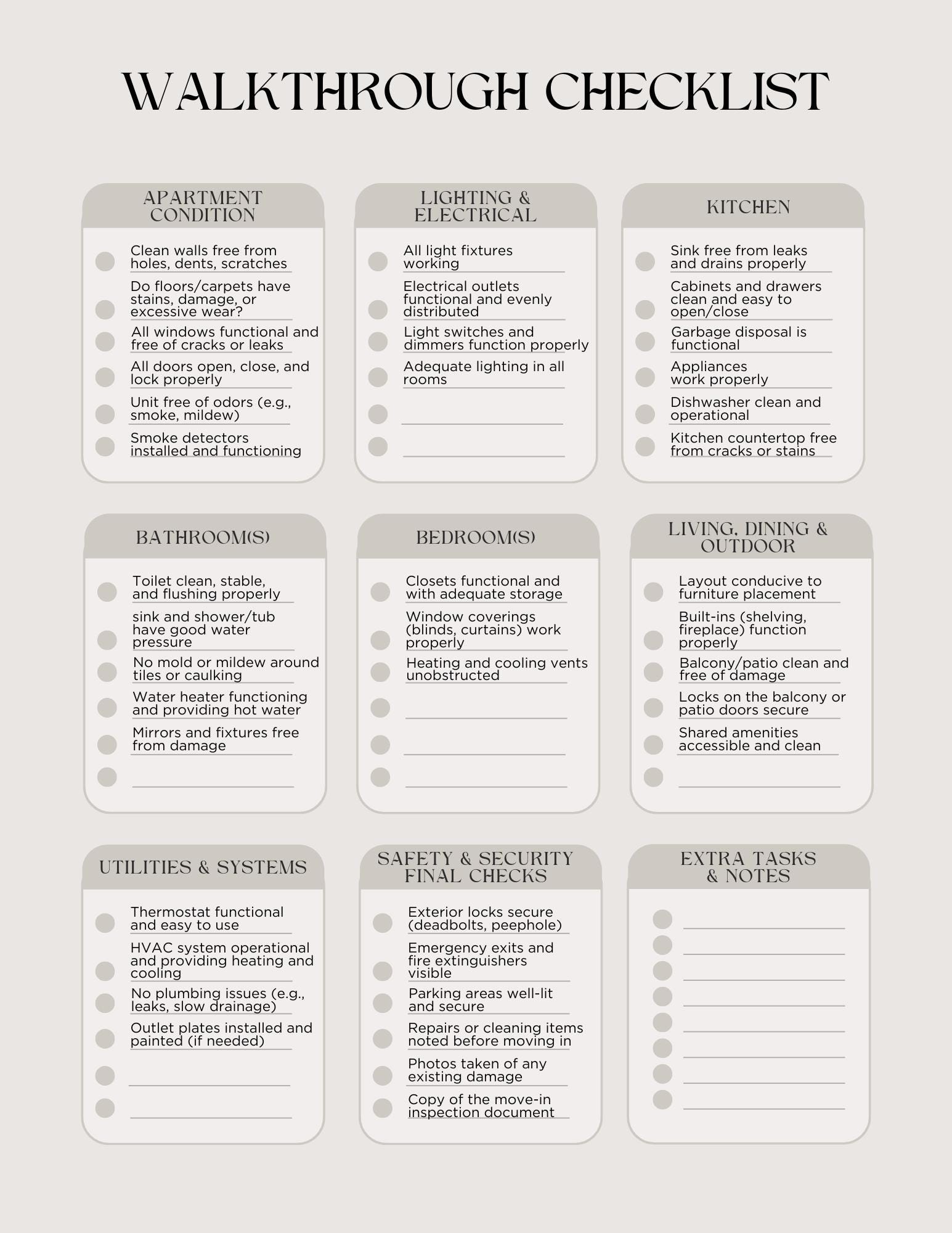 Ultimate Apartment Walkthrough Checklist | Printable Rental Inspection ...