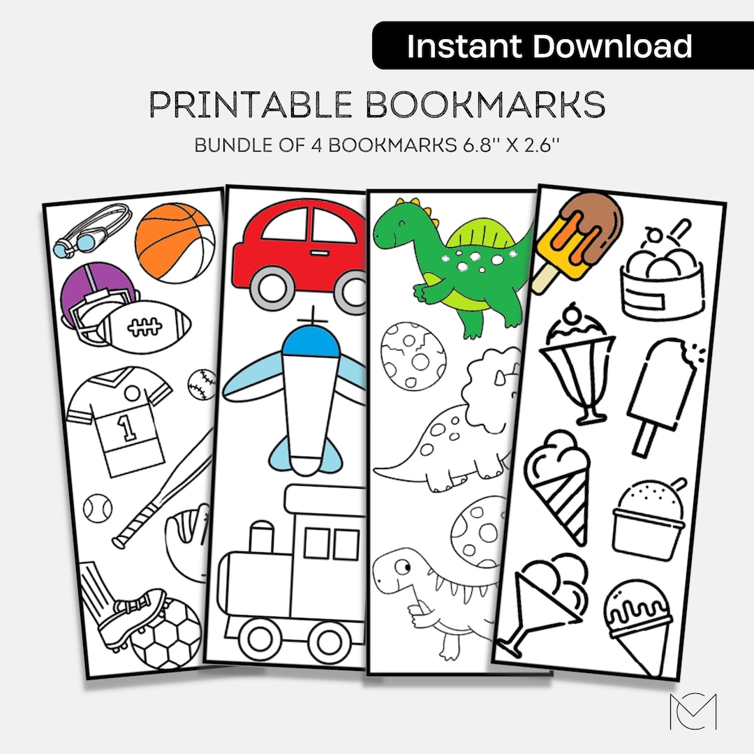 Printable Bookmarks for Kids Bookmark Set Coloring Bookmark Cute ...