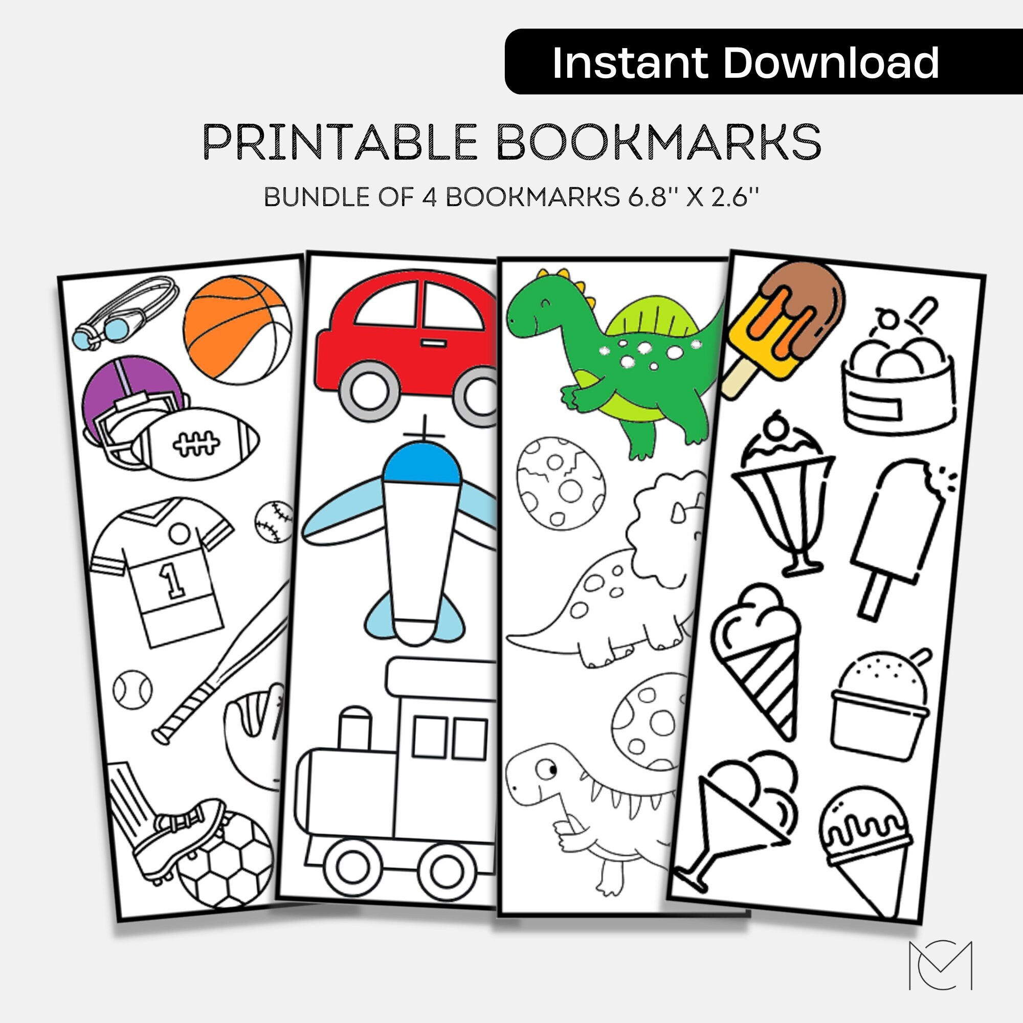 Printable Bookmarks for Kids Bookmark Set Coloring Bookmark Cute ...