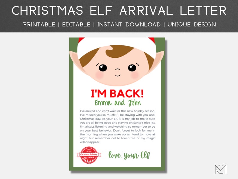 Elf Letter Printable Christmas Elf Elf Welcome Letter Elf - Etsy