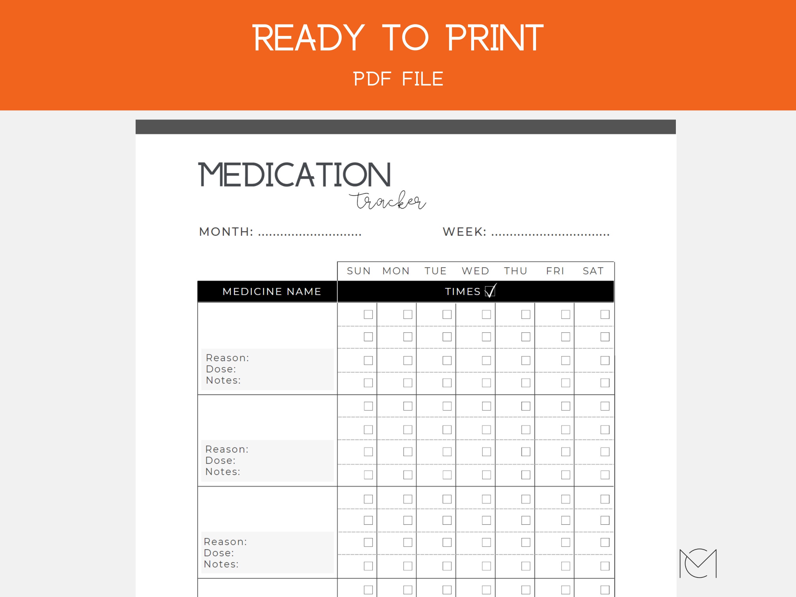 Medication Tracker Printable Medicine Tracker Medication Log Printable ...