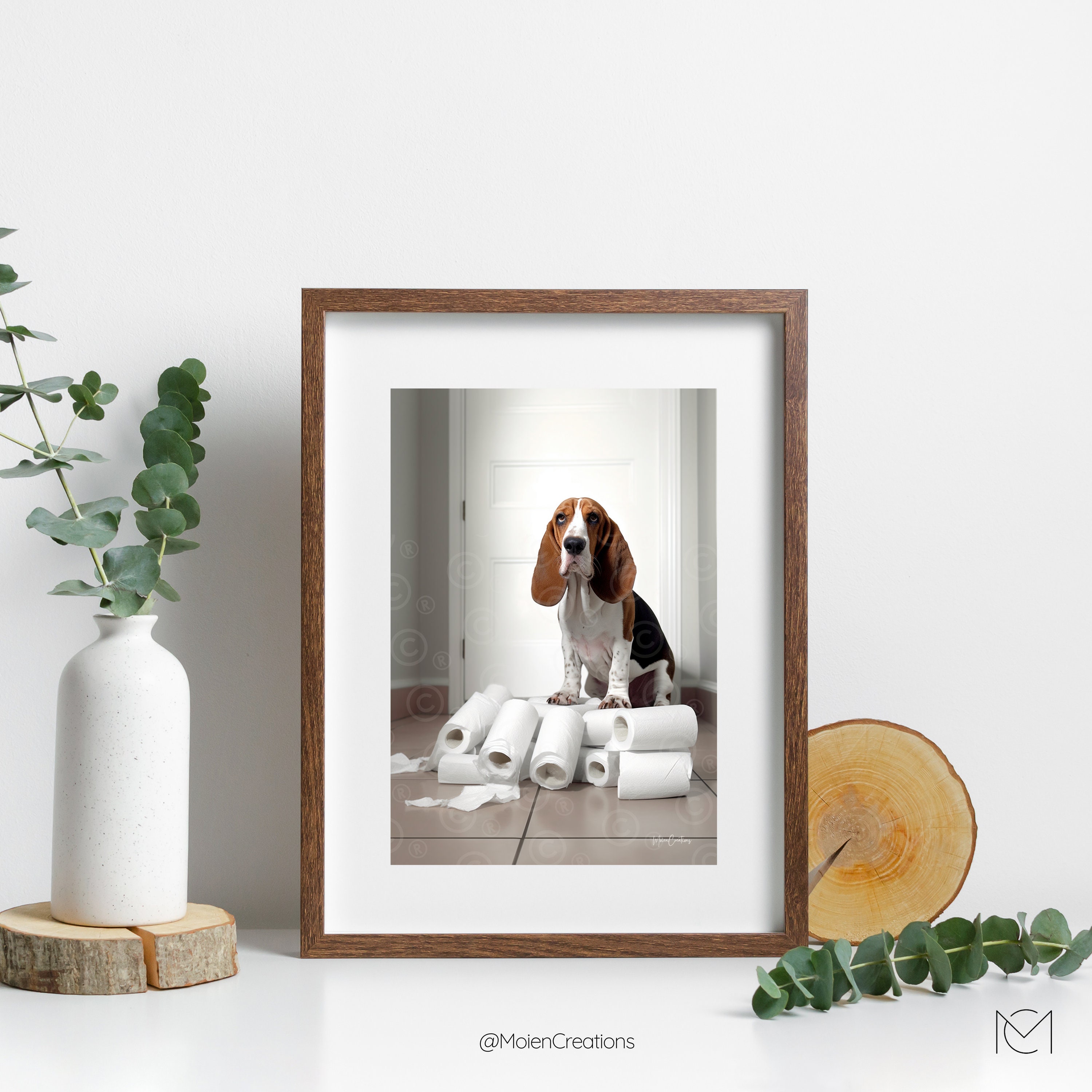 Basset Hound Wall Art, Funny Bathroom Art, Toilet Humor, Basset Hound ...