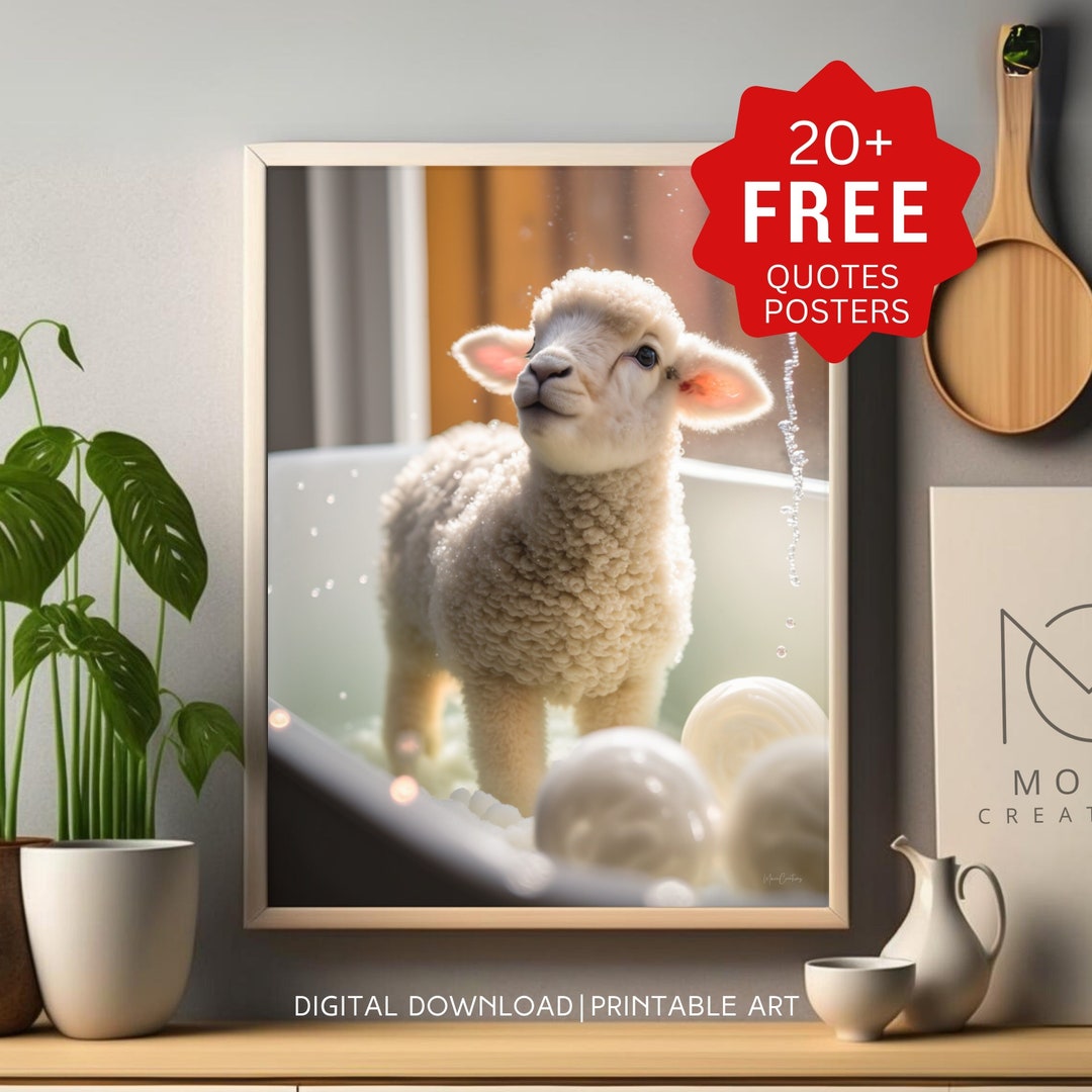 Baby Schaf Wall Art. Badewanne druckbare Kunst, Lamm Poster, Lamm Schaf, Badezimmer Kunstdruck ...