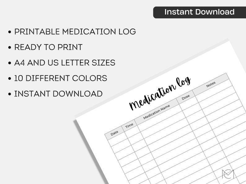 Medication Log Printable Medicine Tracker Medication Tracker Printable ...