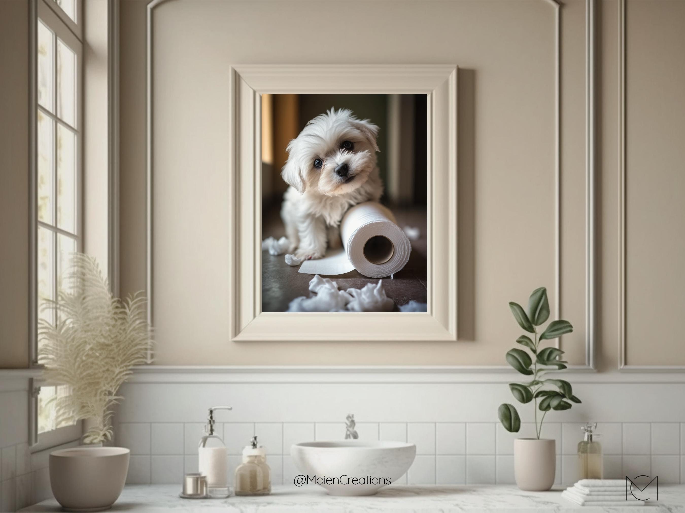Dog Digital Art, Dog Digital Download, Dog Bathroom Print, Fun Bathroom ...
