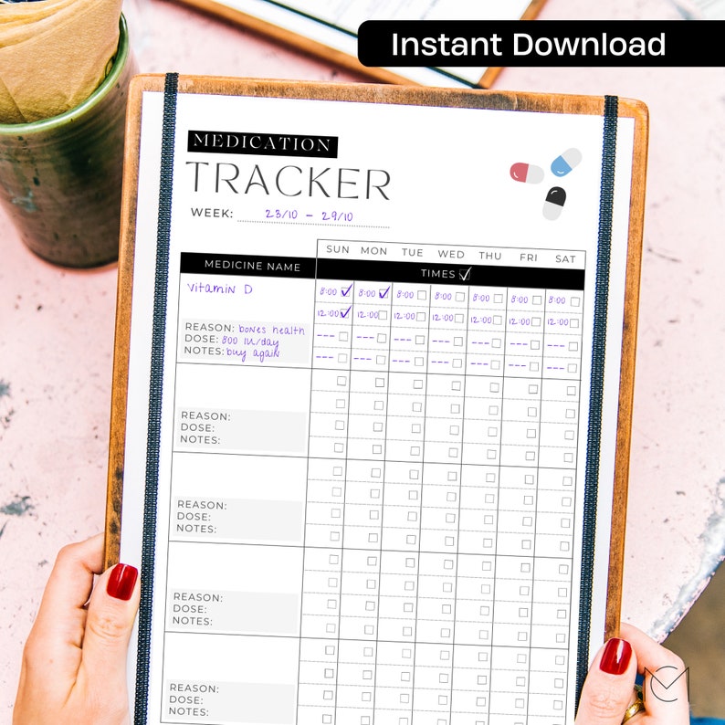 Medication Tracker Printable Medicine Tracker Medication - Etsy