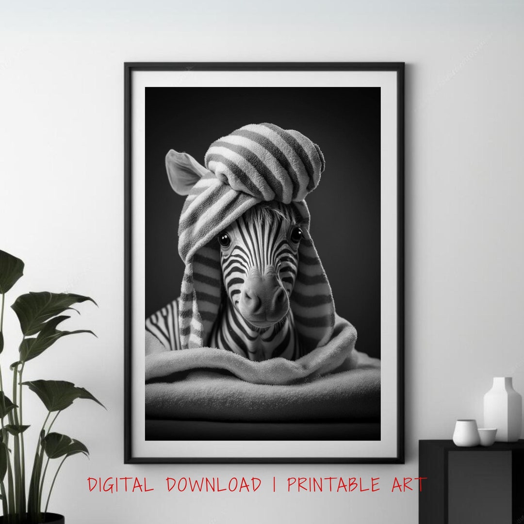 Zebra Print Wall Art - Whimsical Animal Decor, Zebra Art Print, Zebra ...