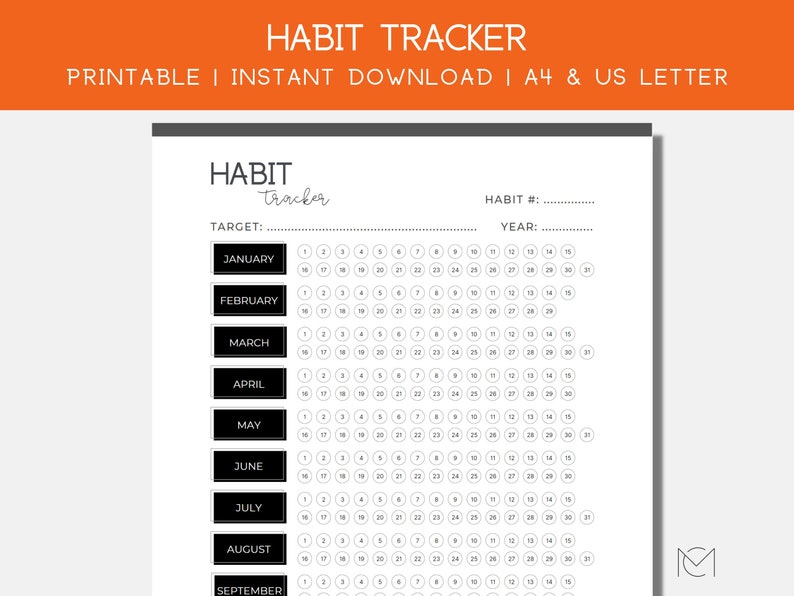 Habit Tracker Printable Daily Habit Tracker Printable Habit List Daily ...