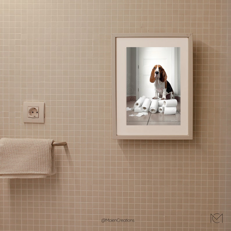 Basset Hound Wall Art, Funny Bathroom Art, Toilet Humor, Basset Hound ...