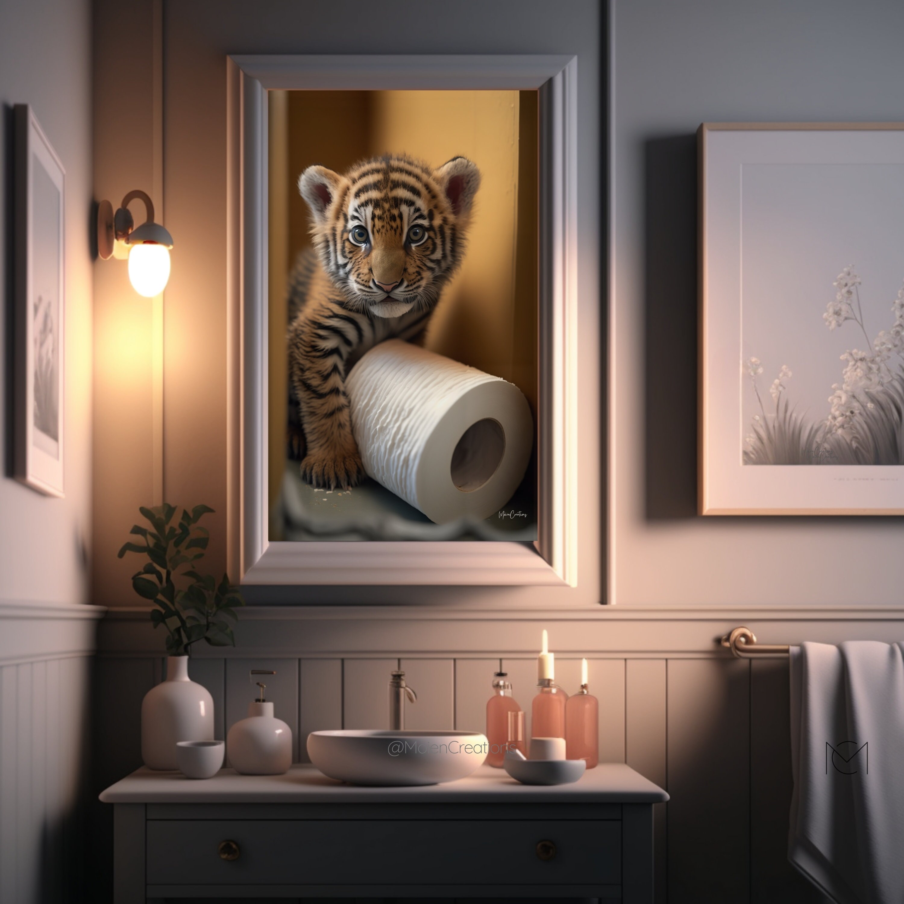 Cute Tiger With Toilet Paper Printable. Tiger Poster. Tiger Art ...