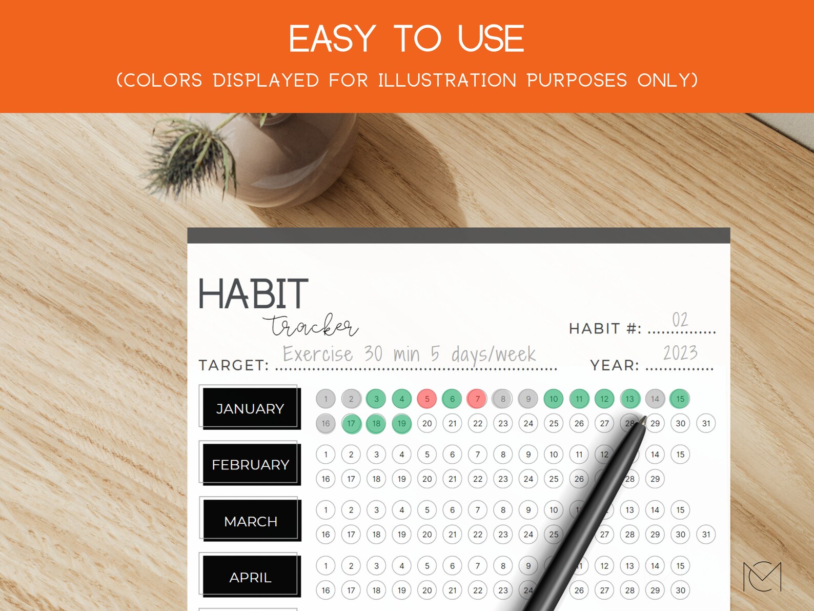 Habit Tracker Printable Daily Habit Tracker Printable Habit List Daily ...