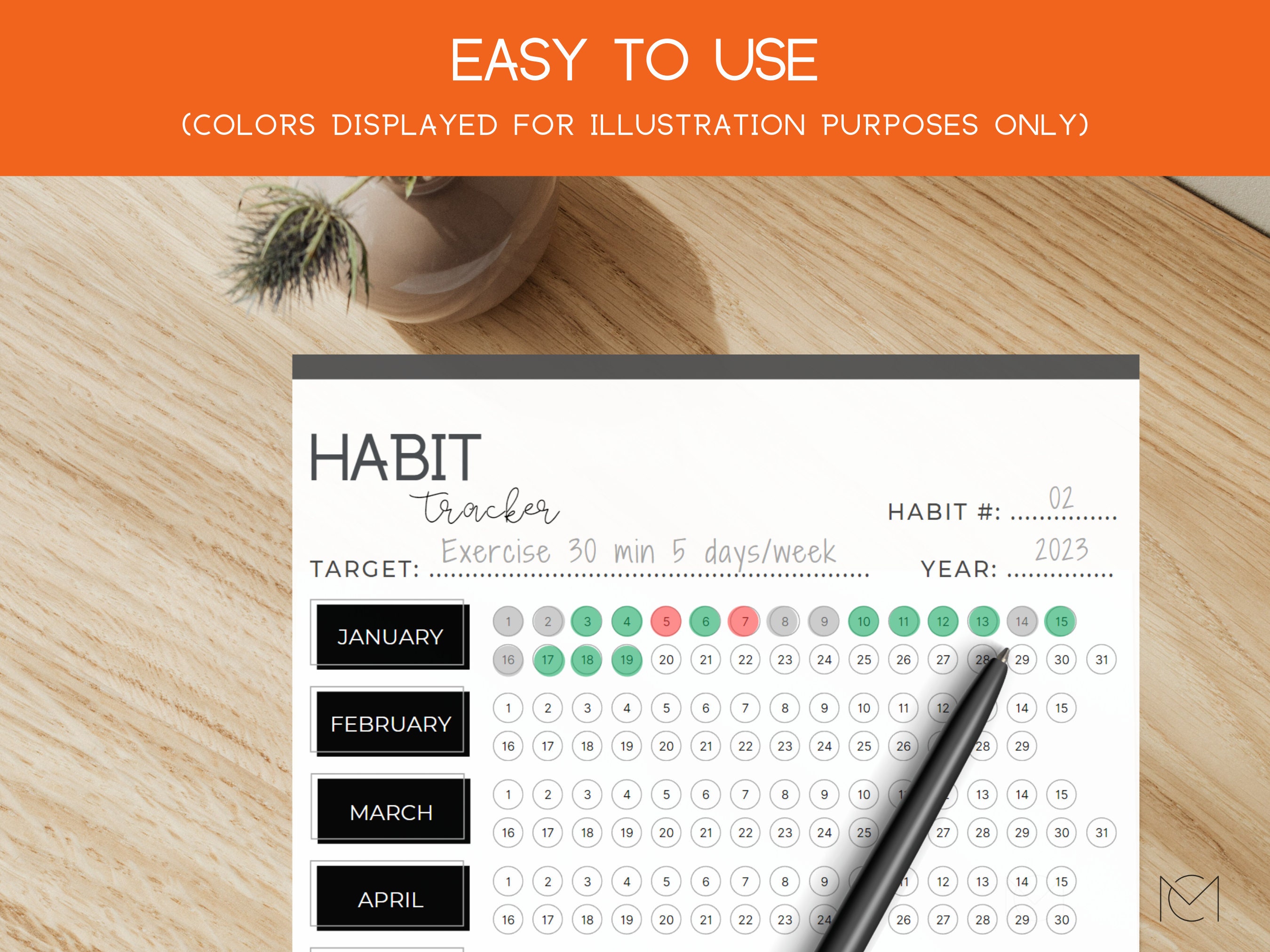 Habit Tracker Printable Daily Habit Tracker Printable Habit List Daily ...