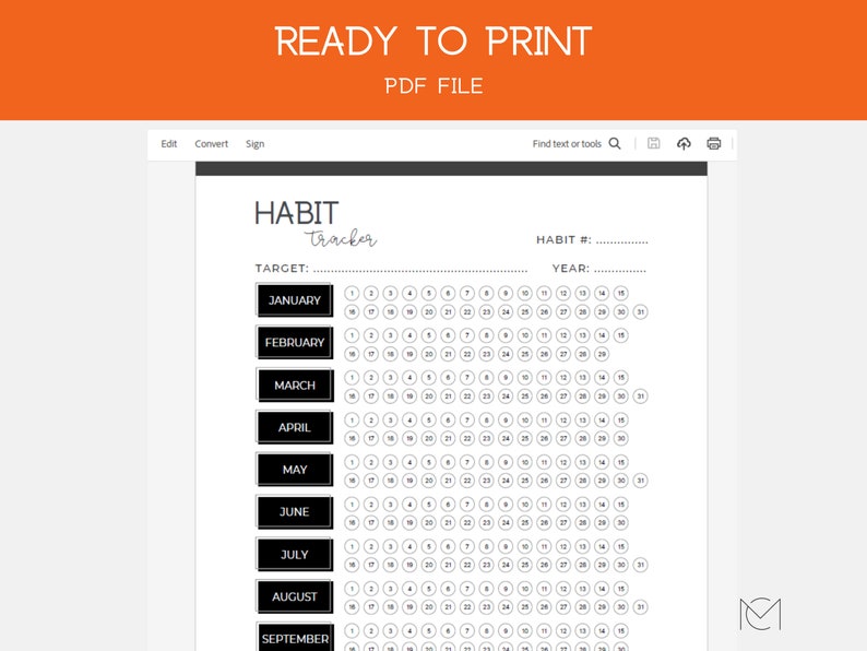 Habit Tracker Printable Daily Habit Tracker Printable Habit List Daily ...