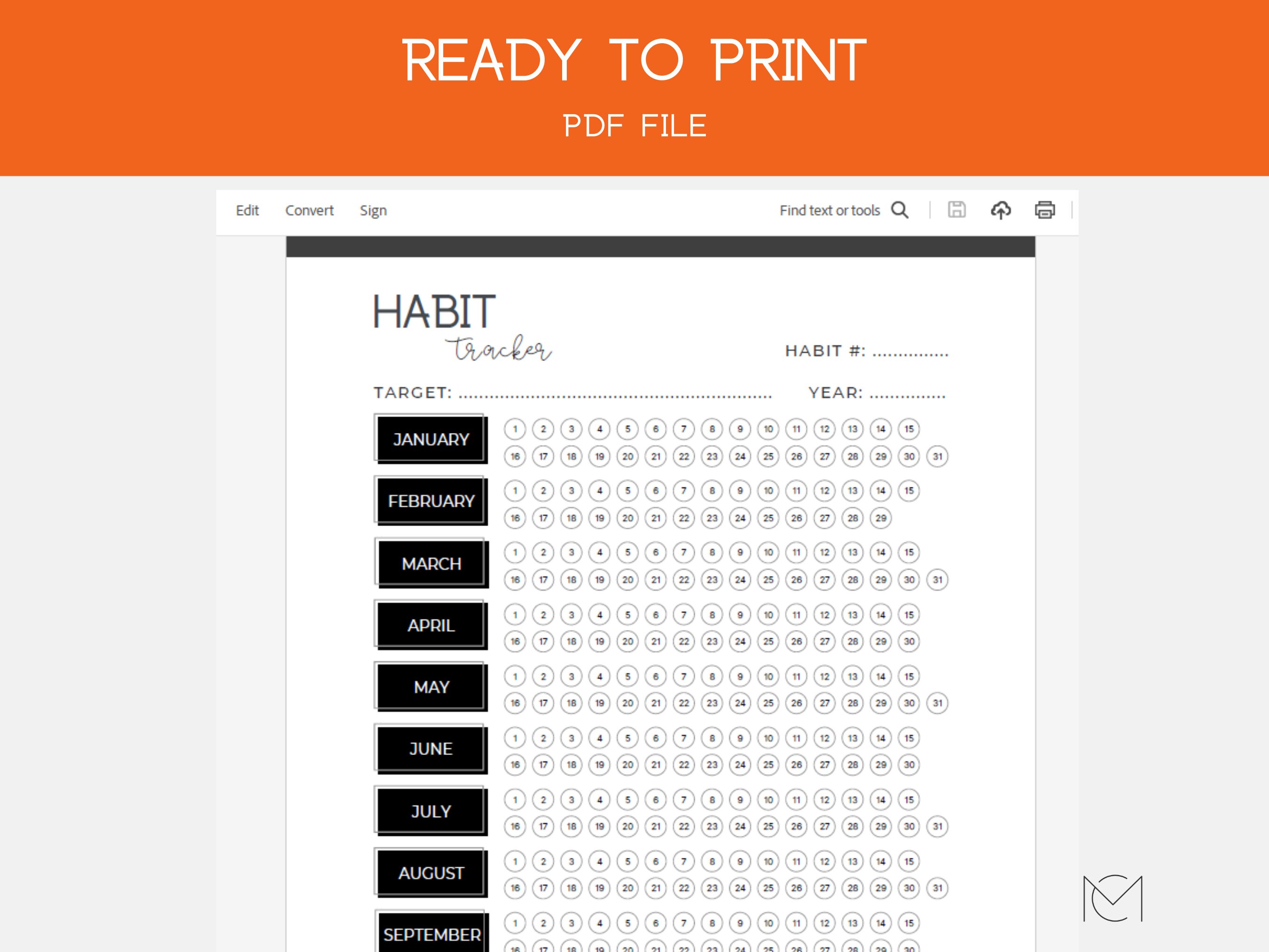 Habit Tracker Printable Daily Habit Tracker Printable Habit List Daily ...