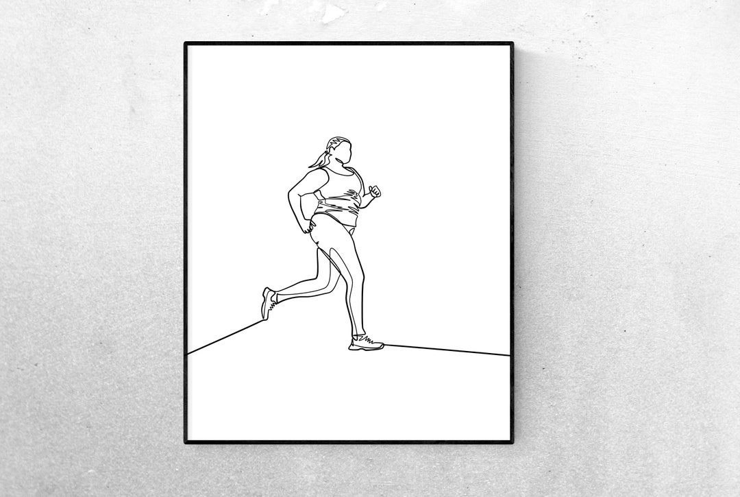 Body Positive Female Runner One Line Art Runner Digital Art - Etsy