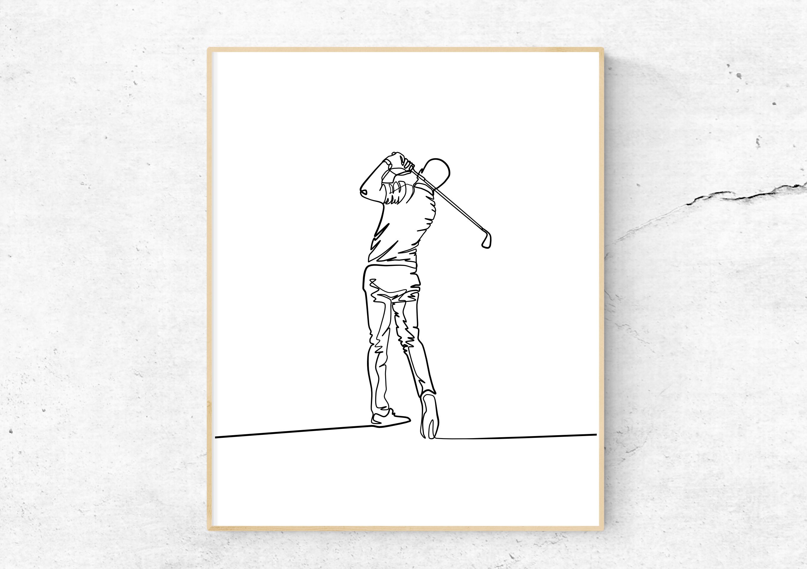 Golf Line Art Golfer Wall Art Print Golf Sport Minimalist - Etsy