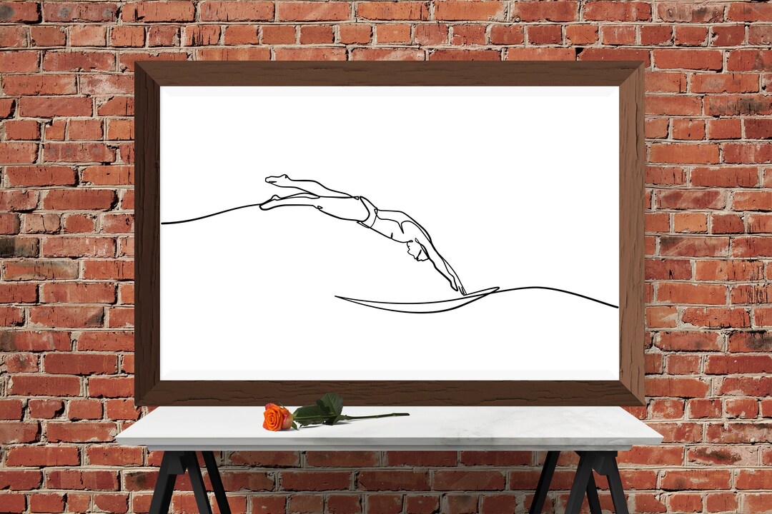 Swimming Line Art, Swimmer Wall Art Print, Swim Minimalist Abstract ...