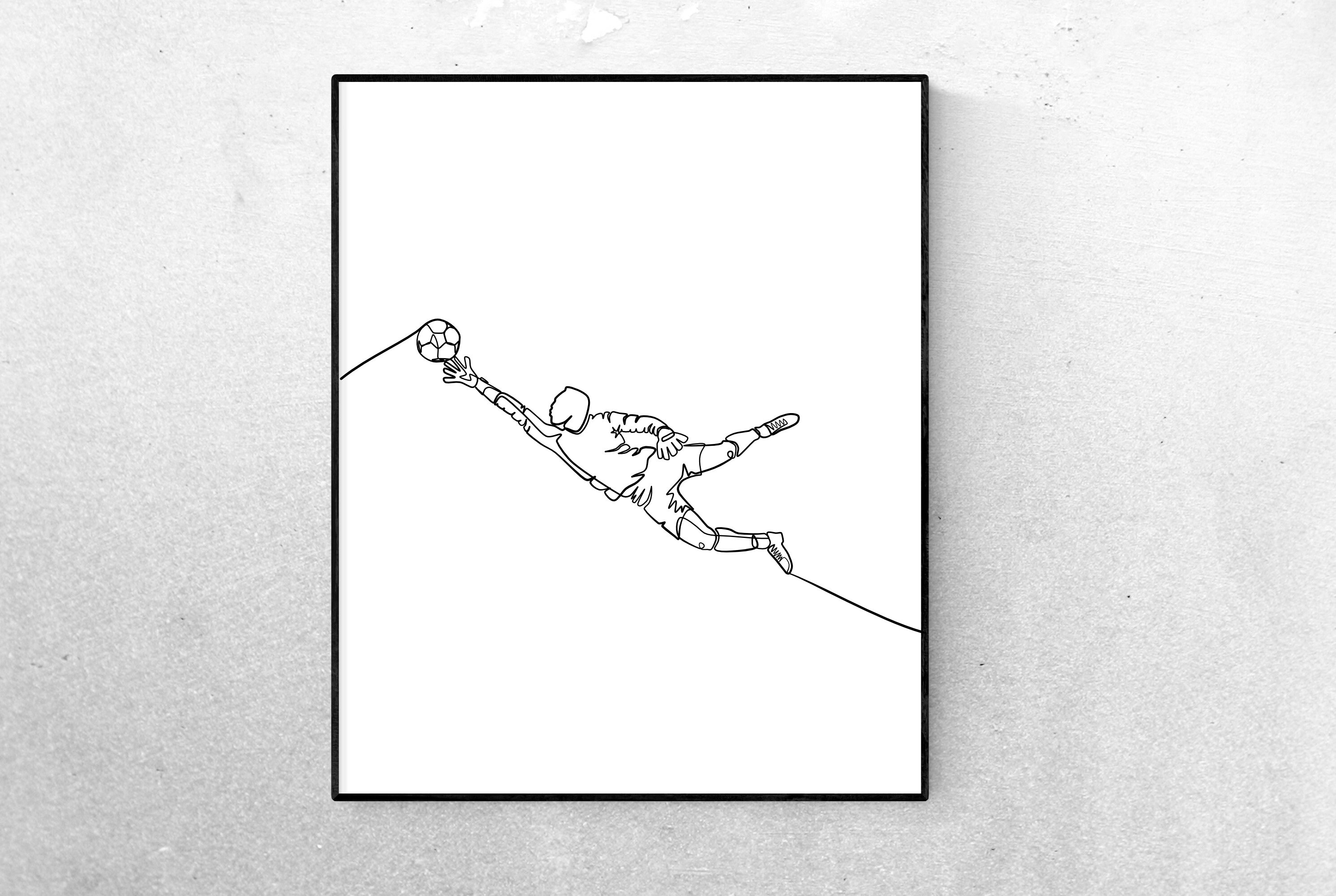 Soccer Goalie Line Art Football Wall Art Print Goalkeeper - Etsy