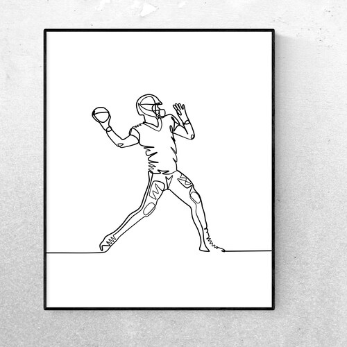 Minimalist American Football Line Art Digital Download Sport - Etsy