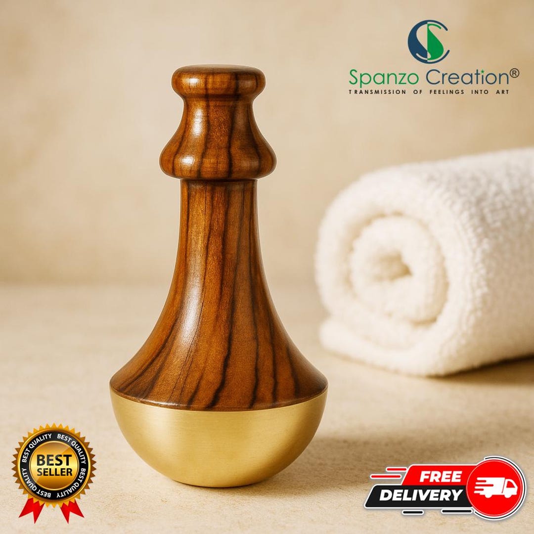 Ayurvedic Kansa Wand Face Massager: Teak Wood Handle, Detoxifying ...