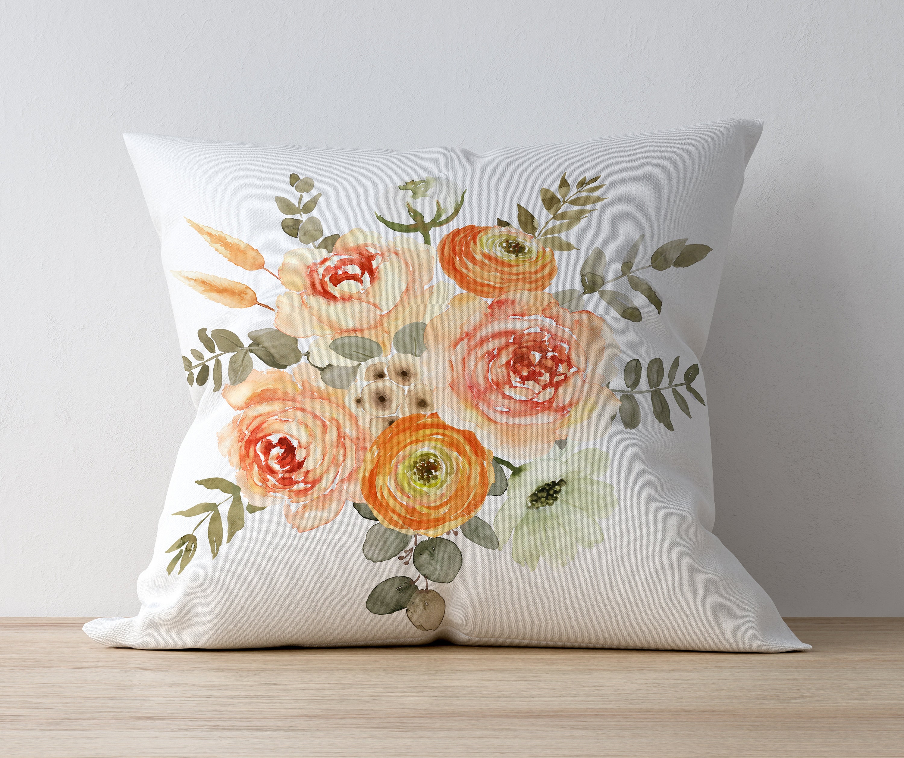 Peach Roses and Peonies Bouquet Hand Painted Watercolor - Etsy