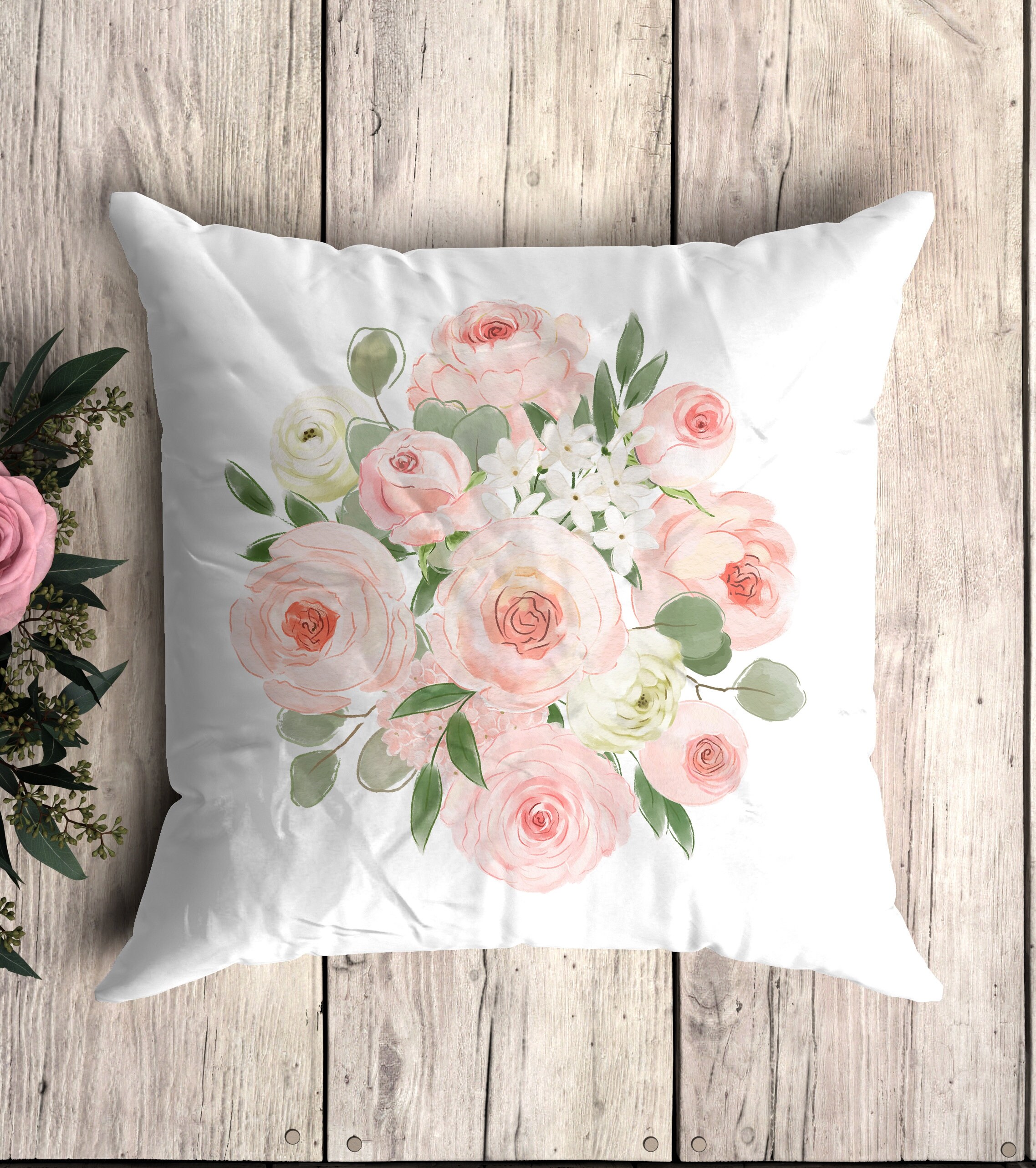 Watercolor Blush Pink Roses, Blush Florals and Greenery, Wedding ...