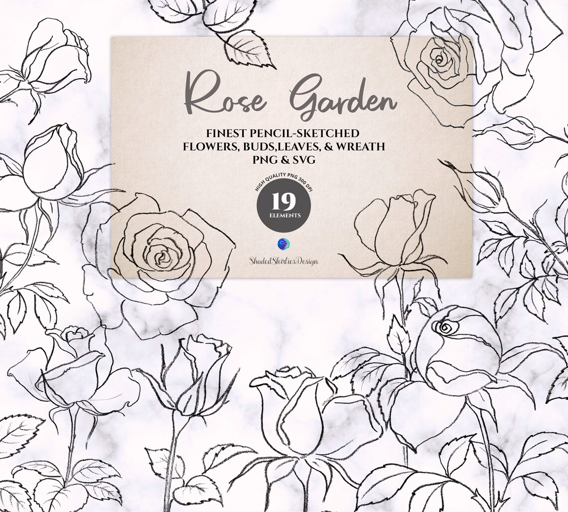 Rose Floral Line Art Pencil Sketch Line Art Flowers Wedding - Etsy