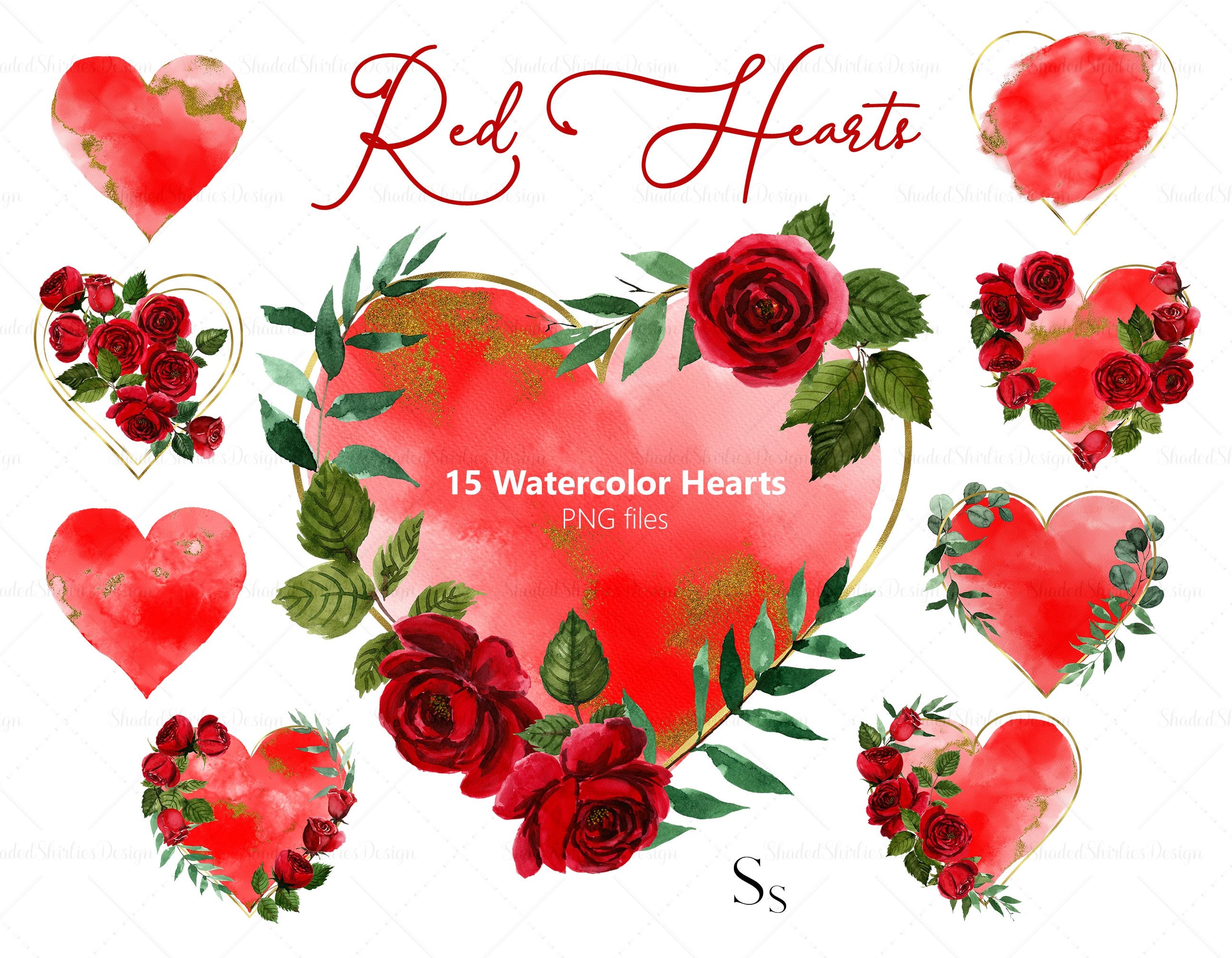 Watercolor Red Heart Clipart, Watercolor Heart Png, Love Clipart for ...