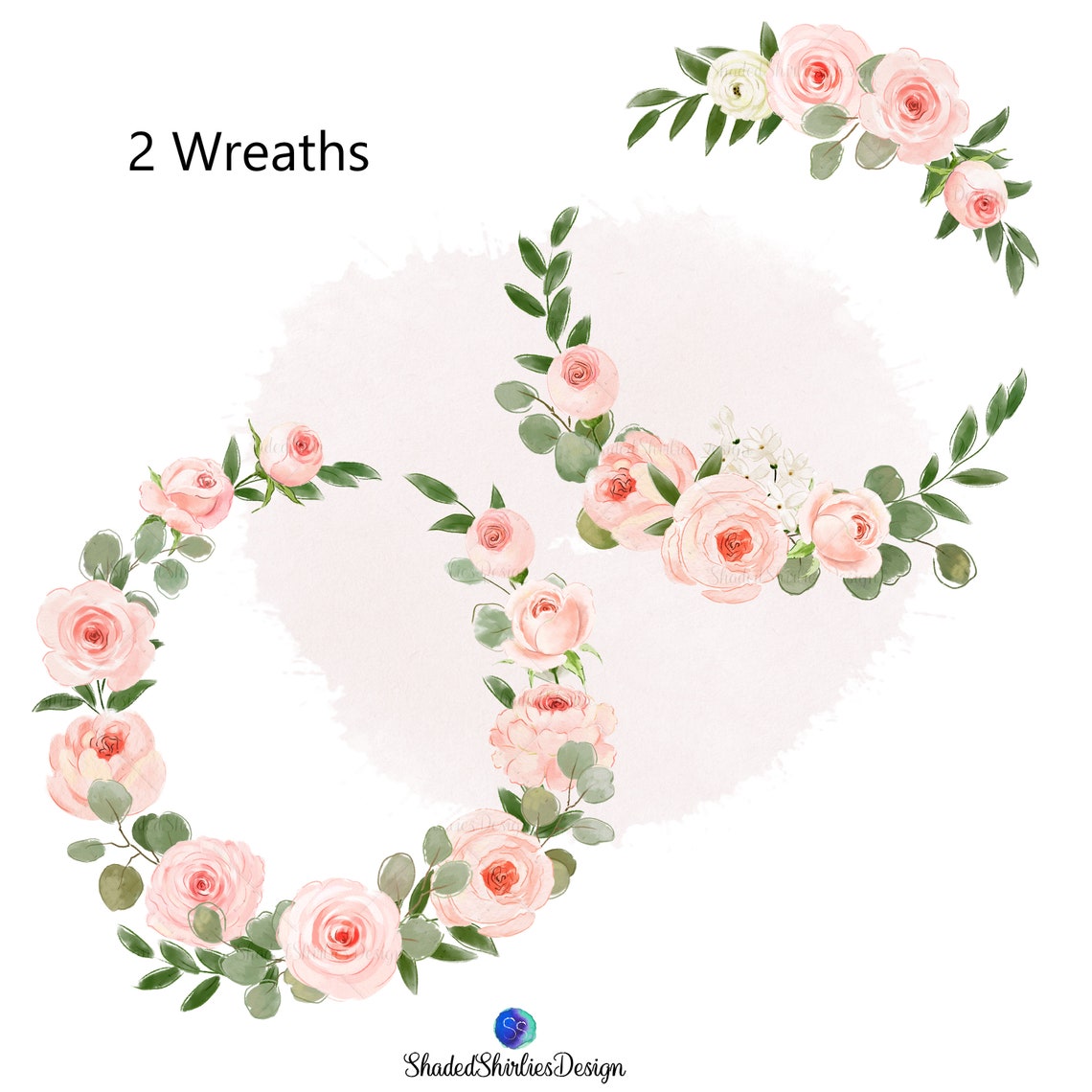 Watercolor Blush Pink Roses Blush Florals and Greenery - Etsy