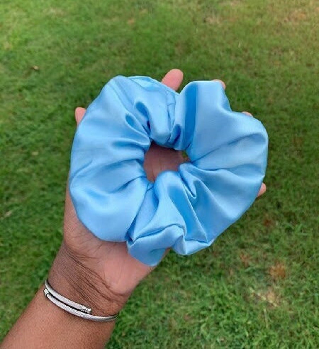 Baby Blue Satin Scrunchie | Hair Tie - Etsy