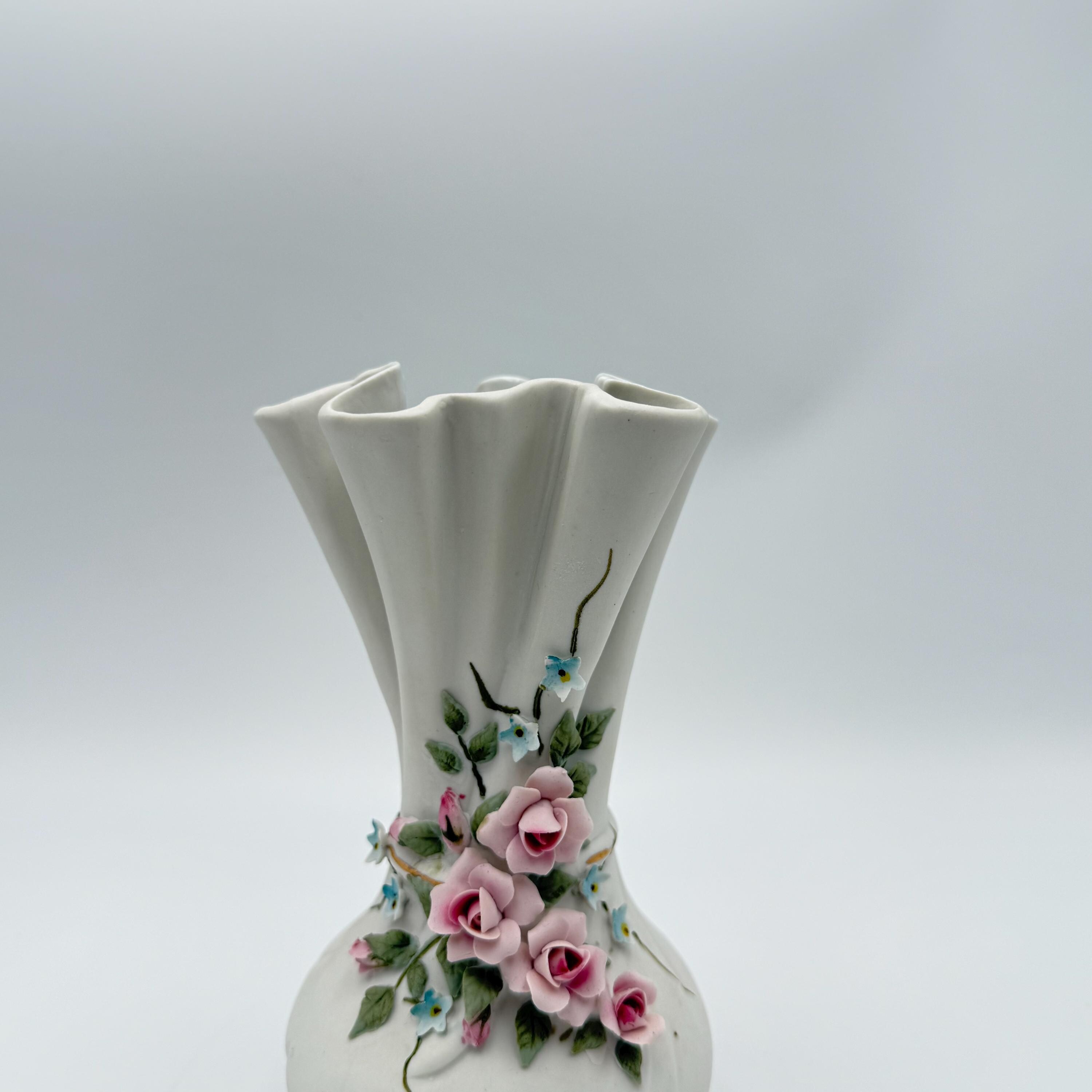 Vintage Lefton Floral Vase ,hand Painted Bisque Porcelain - Etsy
