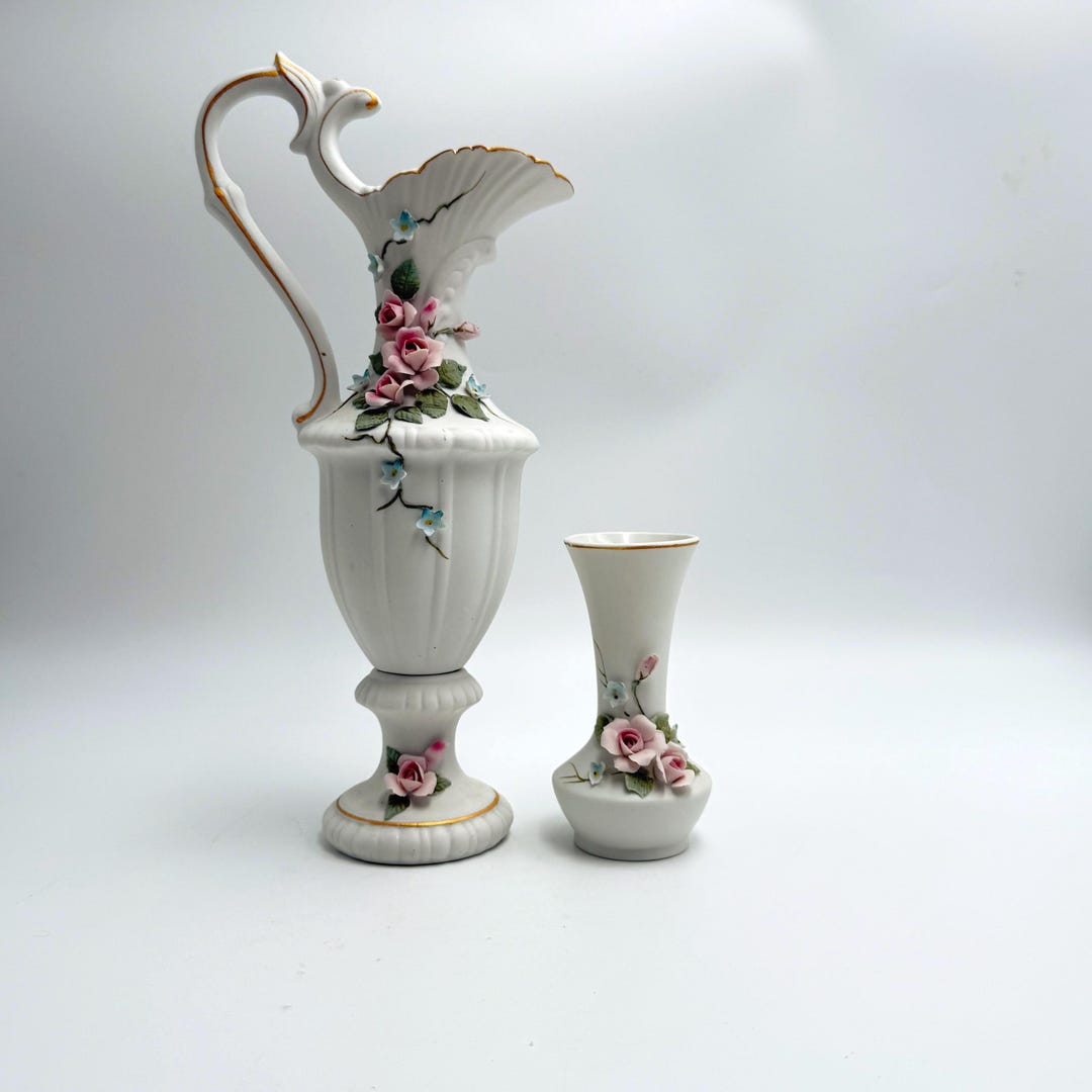 Vintage Hand Painted Lefton China Porcelain 2 Vases - Etsy