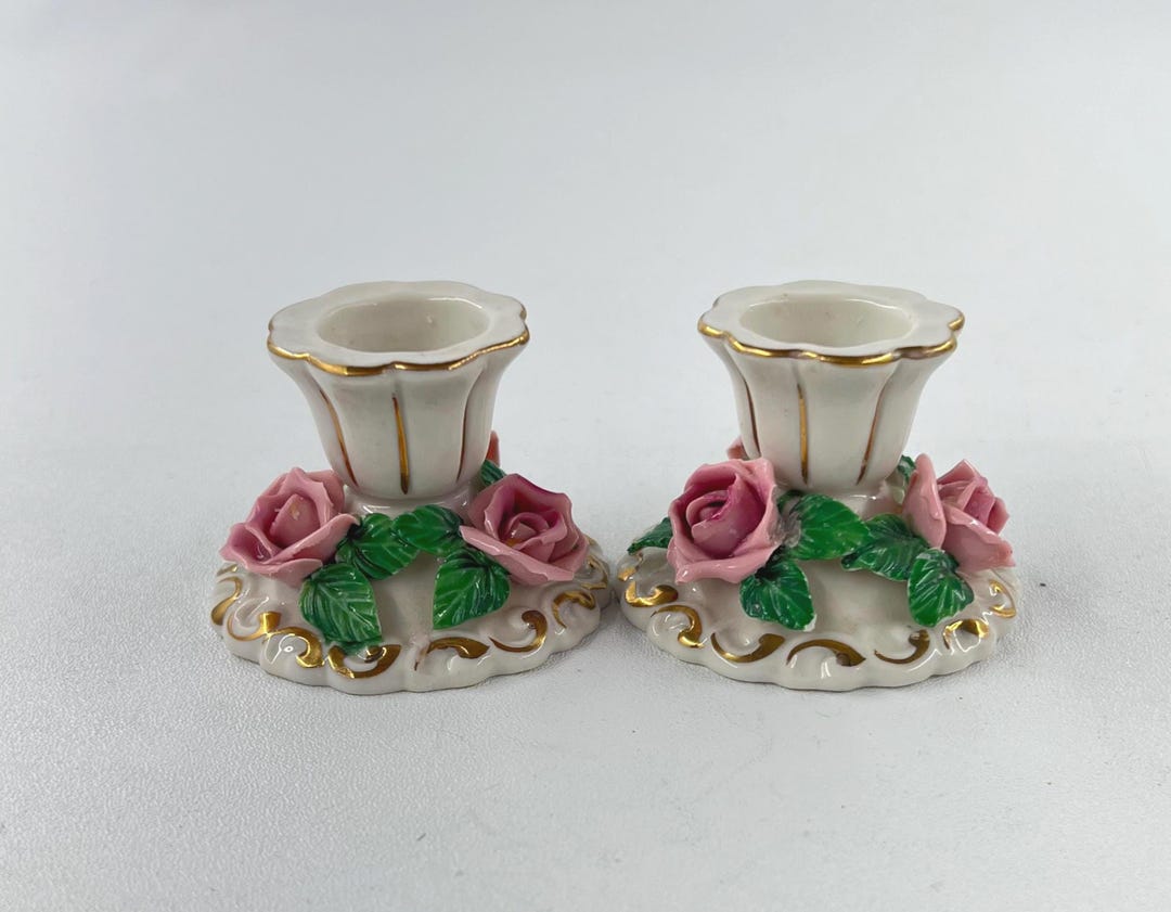 Vintage Dresden Candlesticks Porcelain by Martha Budich Kronach ...