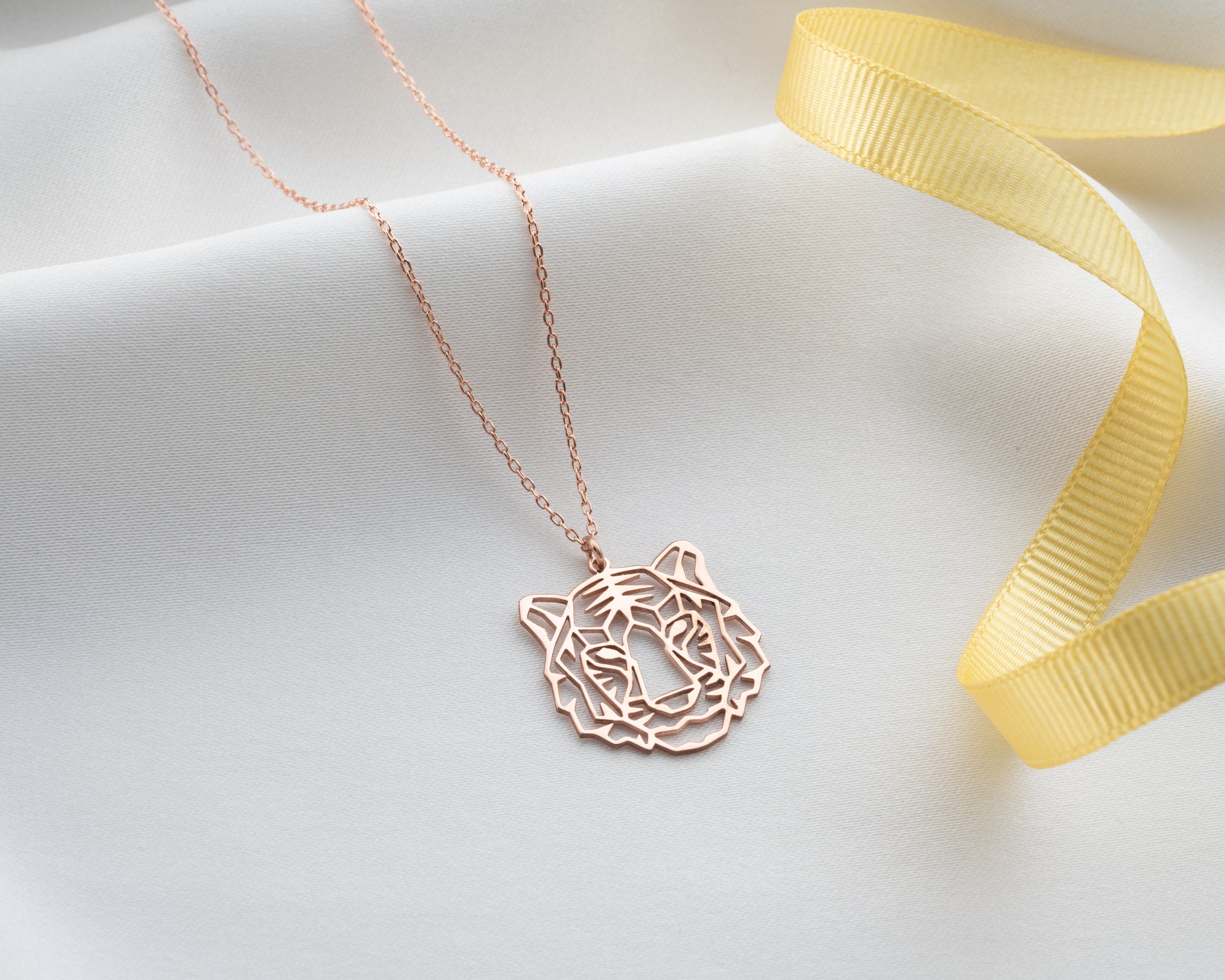 Geometric Tiger Necklace, Tiger Jewelry in Sterling Silver, Origami ...