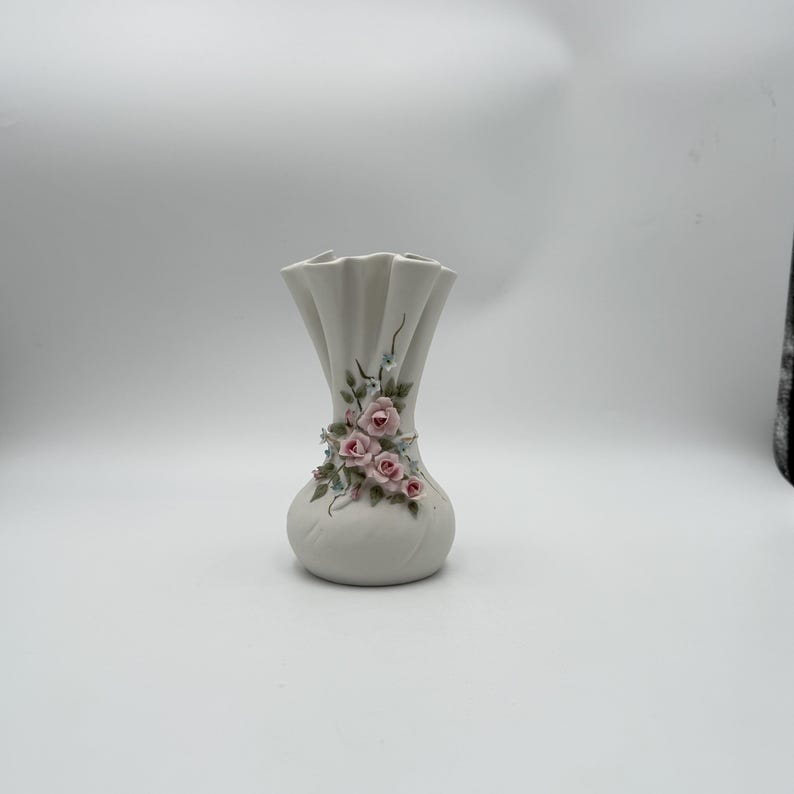 Vintage Lefton Floral Vase ,hand Painted Bisque Porcelain - Etsy